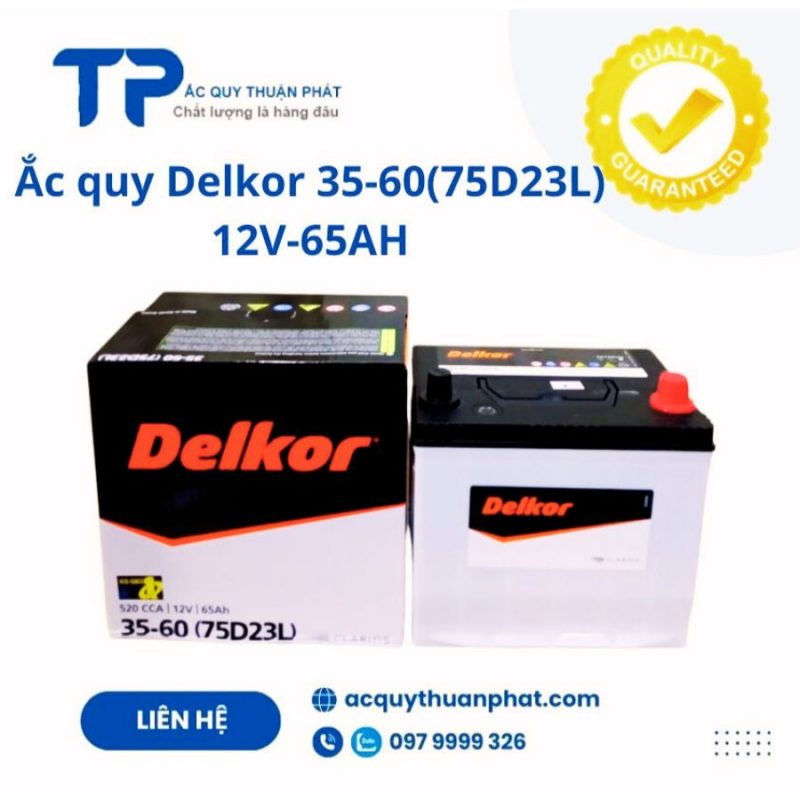 Ắc quy Delkor 35-60 75D23L 12V-65AH - Ắc Quy Thuận Phát